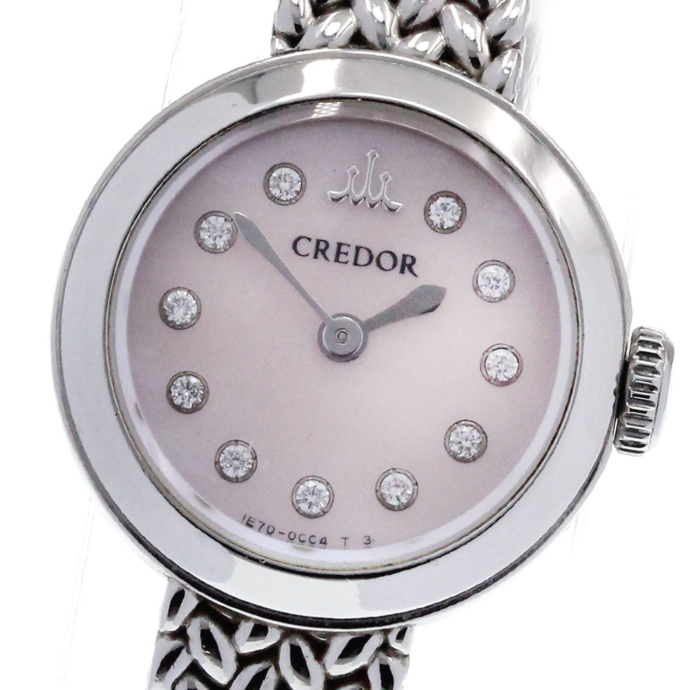 SEIKO CREDOR SIGNO 1E70-0BP0/GSTE923 11P diamond Pink shell Dial Quart ...