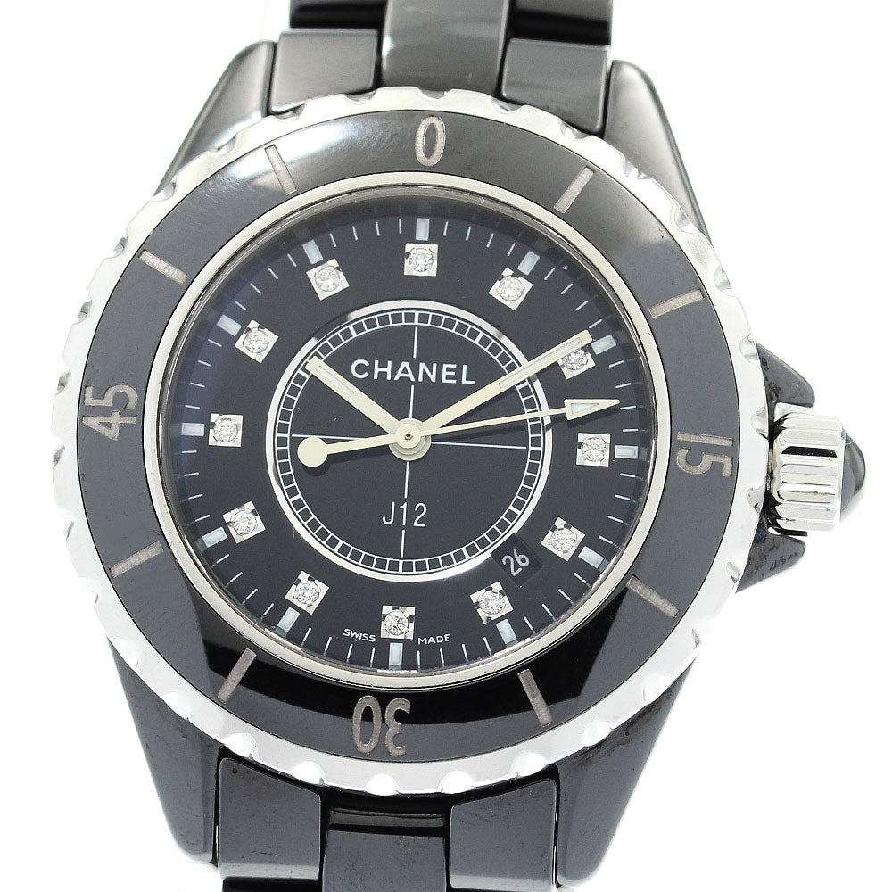 CHANEL J12 H1625 Black ceramic 33mm 12P diamond black Dial Quartz Ladi ...