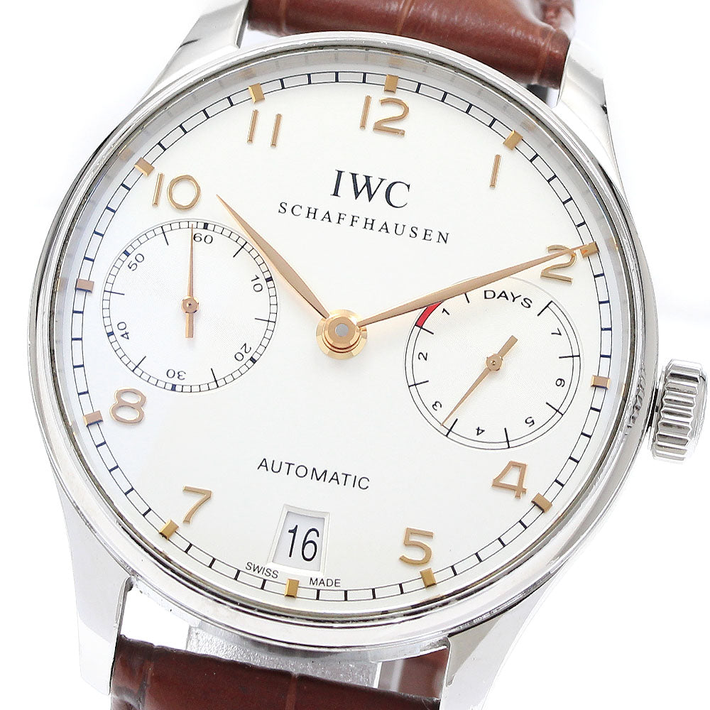 IWC SCHAFFHAUSEN Portugese IW500114 7 Days Date Silver Dial Automatic ...